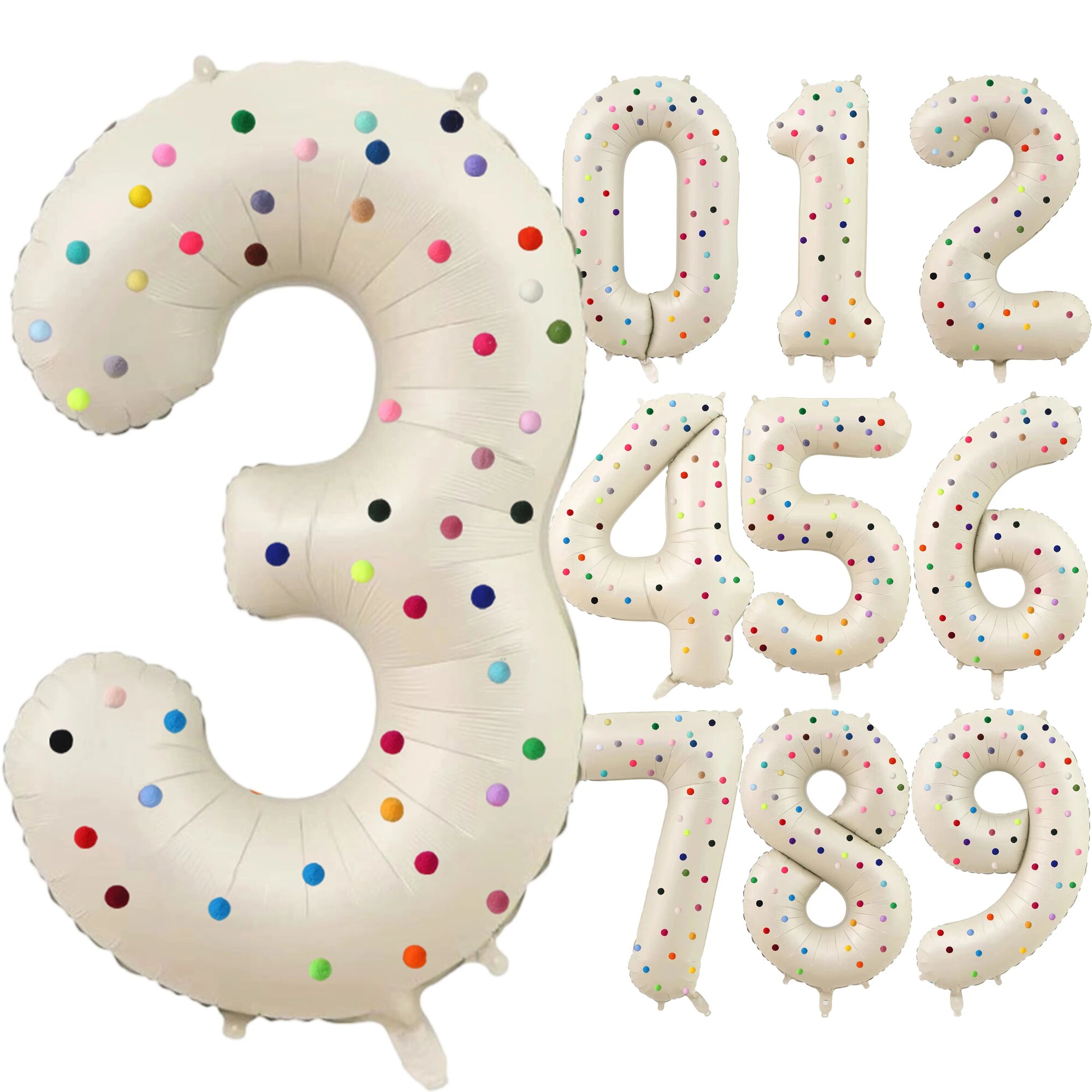 Белые фольгированные цифры 0-9, Number 1, style 8