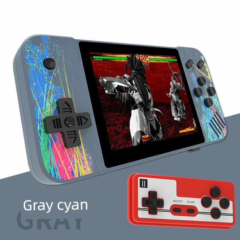 Двойная игра 800-игровой портативный консоль серо-голубого цвета с 1 перезаряжаемой батареей и 3-метровым AV-кабелем