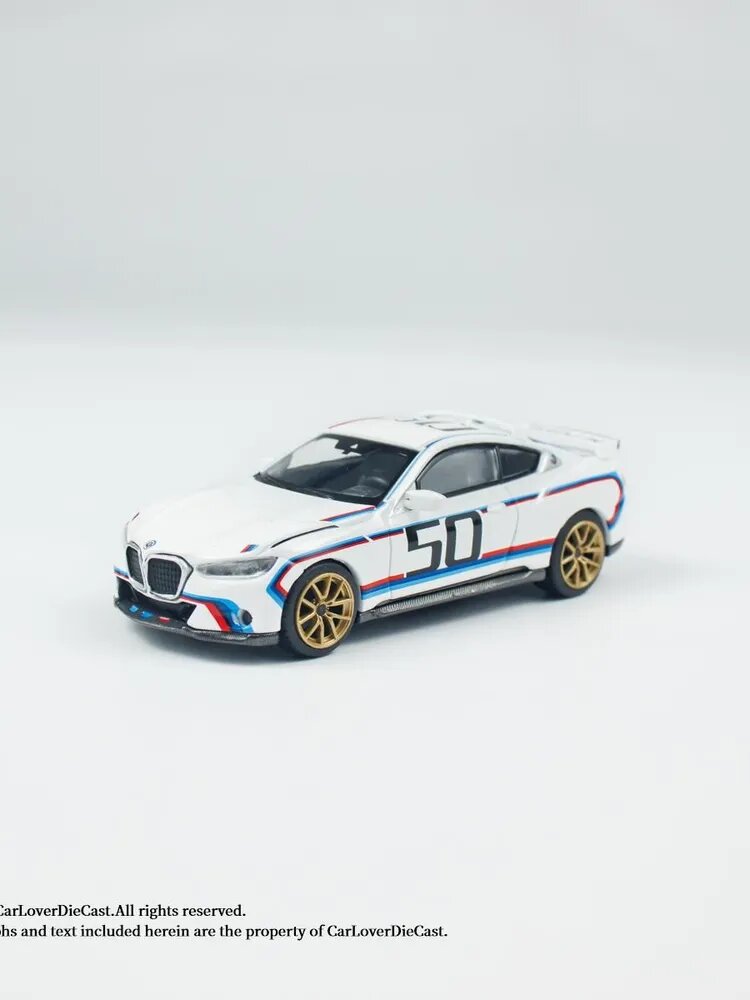 Машинка TSM MINI GT 1/64 #863 BMW 3.0 CSL White Die-cast Alloy Car Model Collection Toy Gift