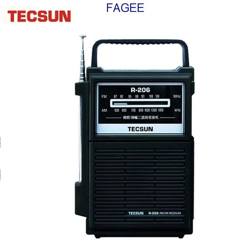 Tecsun R-206 портативный FM/AM радиоприемник с мощным звуком черный 190*150*60