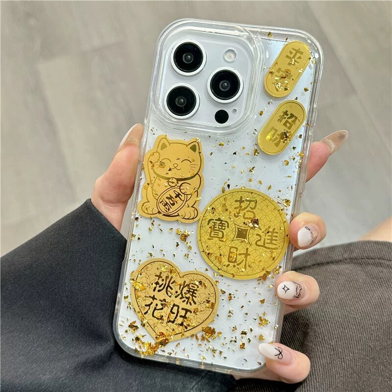 Чехол для iPhone 12 Pro с поддержкой ударопрочности и мягкой текстурой, с золотой фольгой и резиновым дизайном