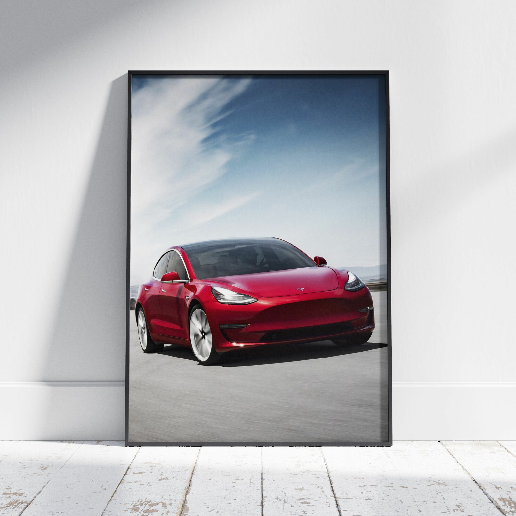 Плакат на стену для интерьера Культовые машины (Tesla Model S 2) - Постер по легендарным и классическим ретро автомобилям формата А4 (21x30 см)
