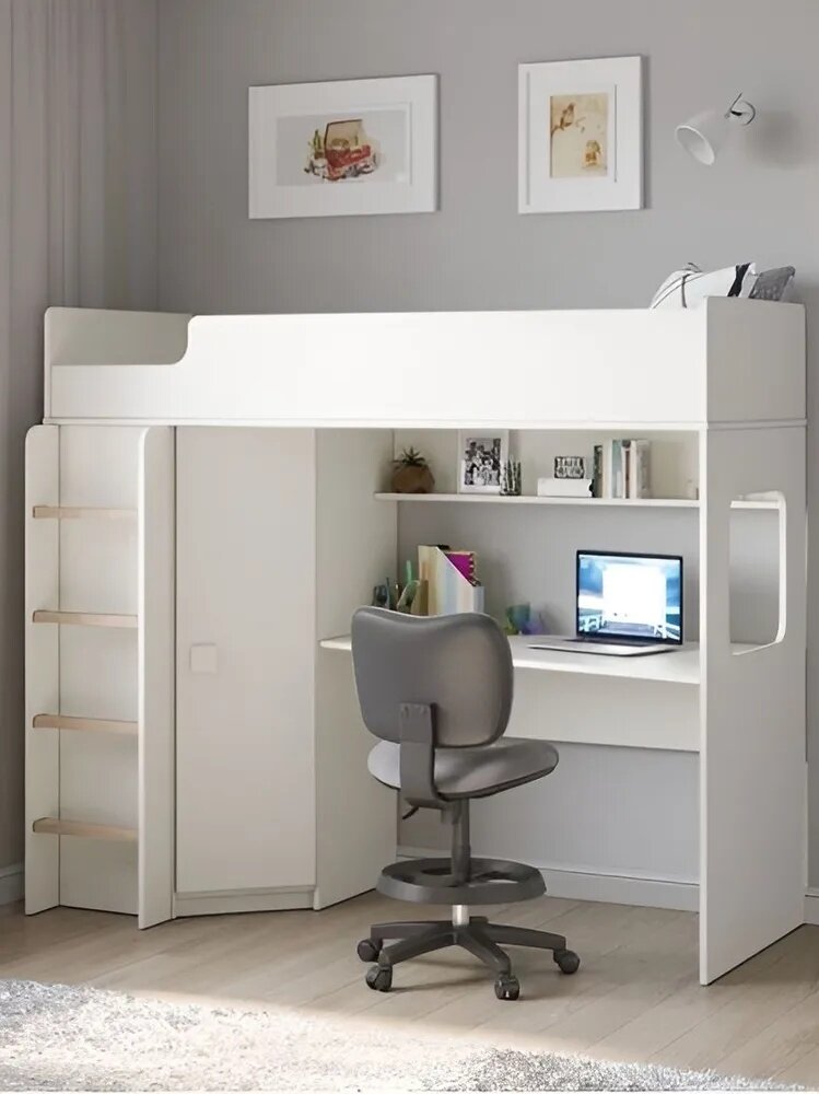 Кровать чердак Легенда B605.41 белый спальное место 190х80 см