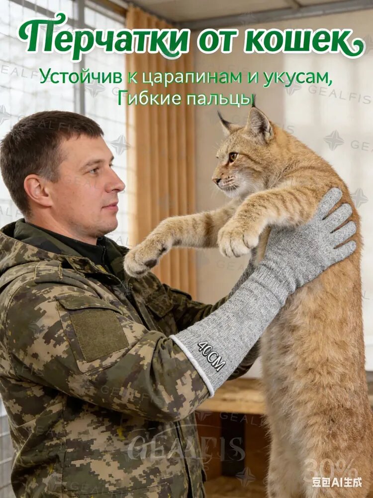 Защитные перчатки для пожилых владельцев кошек 40 см от царапин и укусов мягкие длинные рукавицы для защиты тонкой кожи рук и предплечий