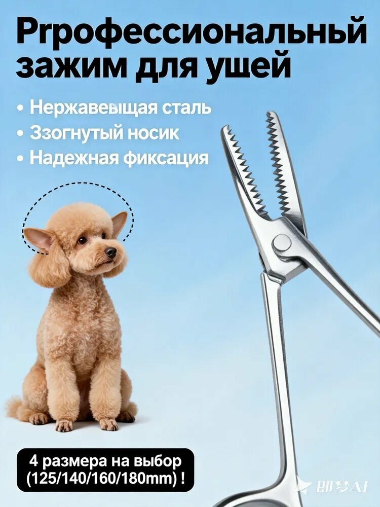 Инструмент для чистки ушей собак и кошек (пинцет-зажим), 16 см, стальной зажим для выщипывания шерсти