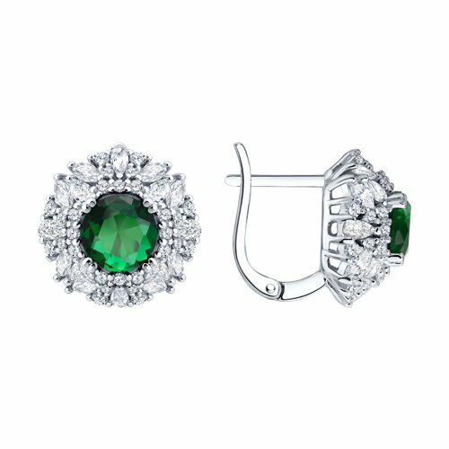 Серьги, серебро, 925 проба, родирование, фианит