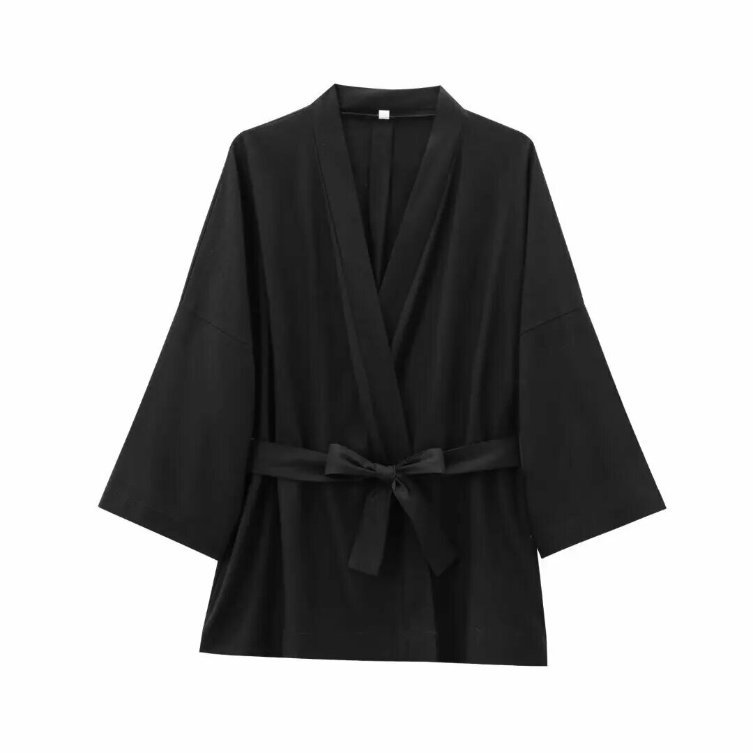 Черное кимоно Haori женское, размер S, цвет 4