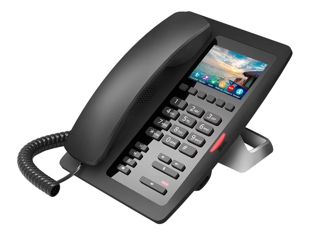IP телефон Fanvil H5W отельный, цветной ЖК экран, Wi-Fi, PoE, б/п, цвет Черный