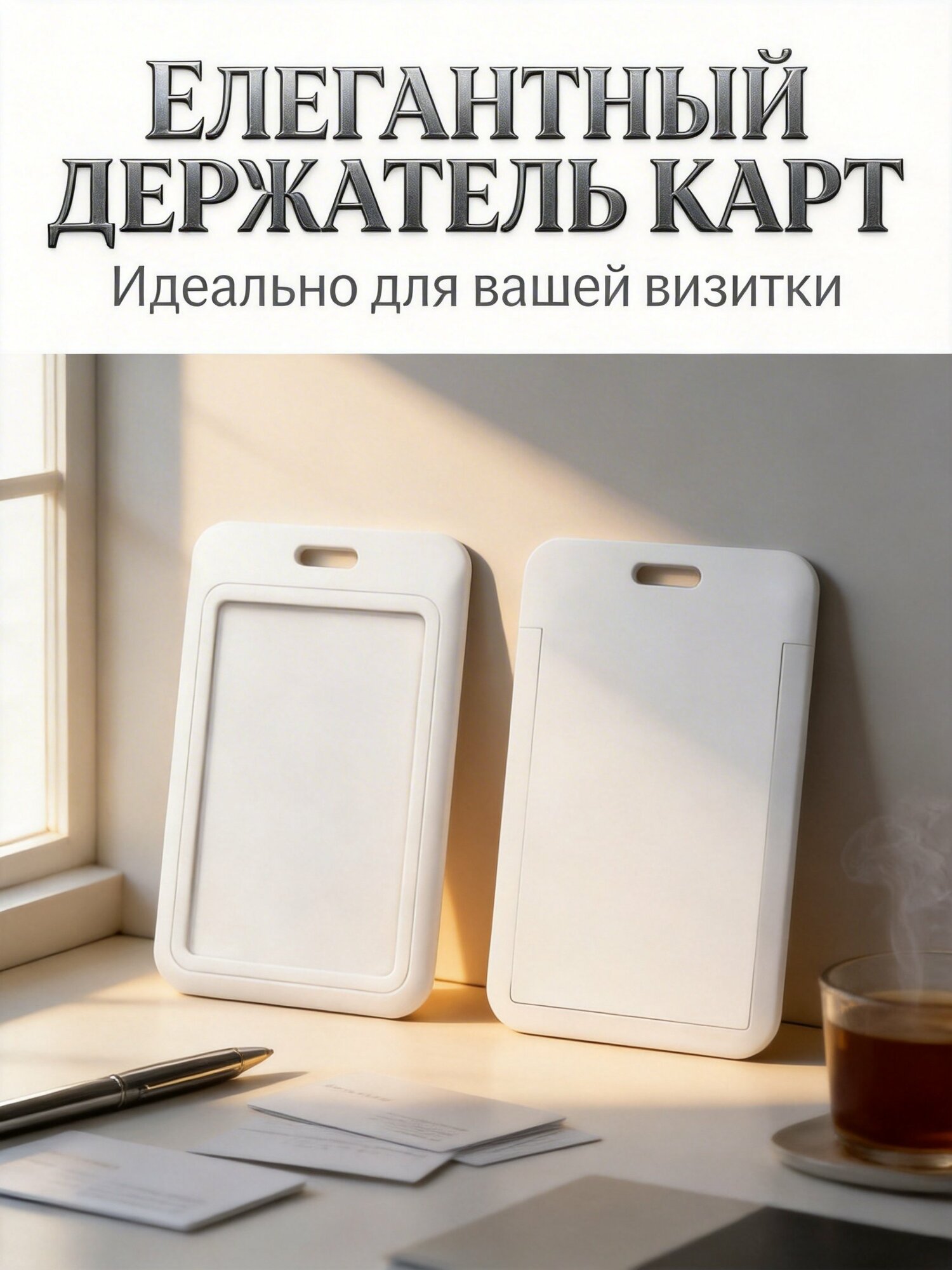 Держатель визитной карточки, компактный чехол из ABS 11x7 см с прозрачным окном для удостоверений и проездных