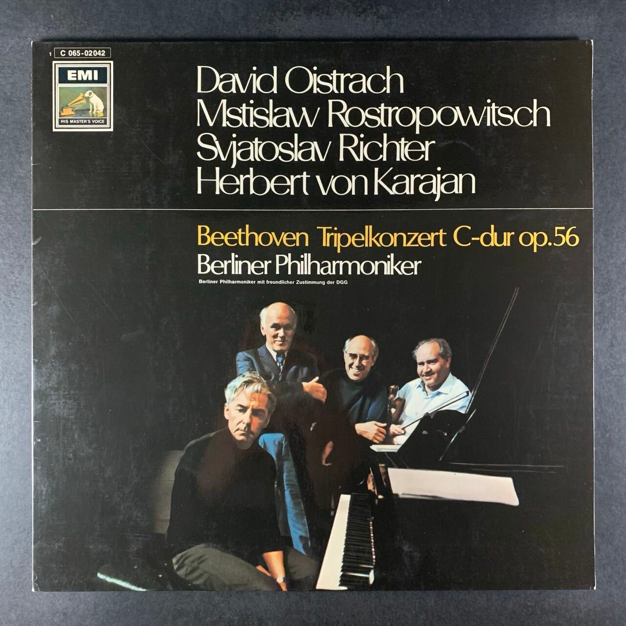 Beethoven - Berliner Philharmoniker, David Oistrach, Mstislaw Rostropowitsch, Svjatoslav Richter, Herbert von Karajan - Tripelkonzert C-Dur Op.56 (б/у виниовая пластинка, LP)