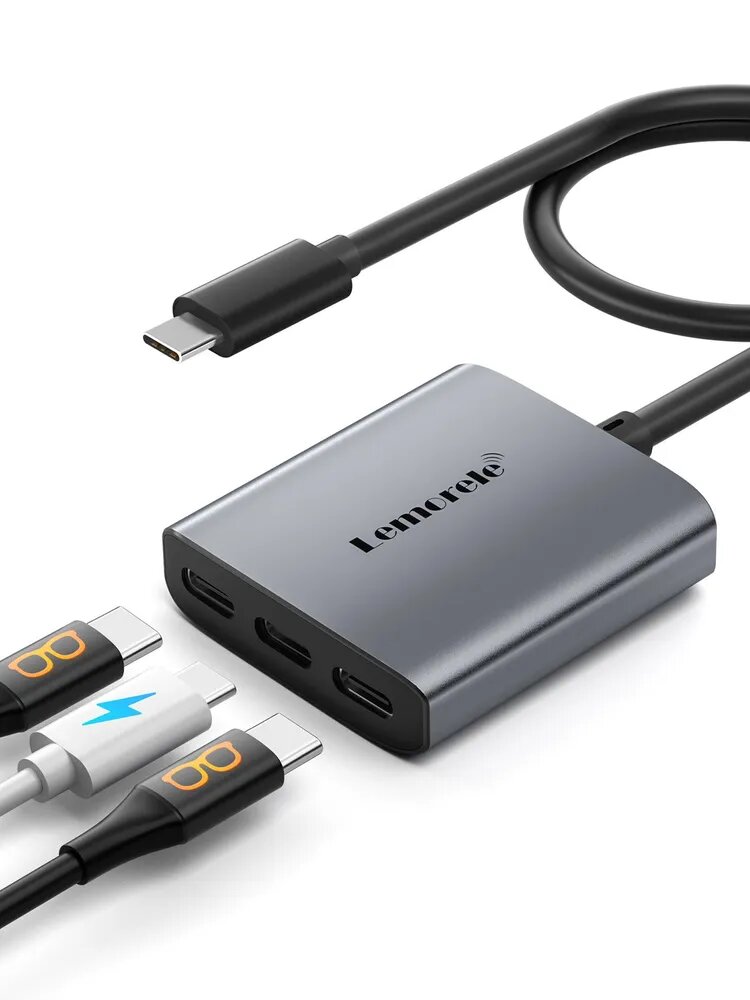 Lemorele TC520 Type-C хаб 4K@60 Гц PD 100 Вт двойной видео-выход, поддержка AR-очков Xreal / Rokid / VITURE