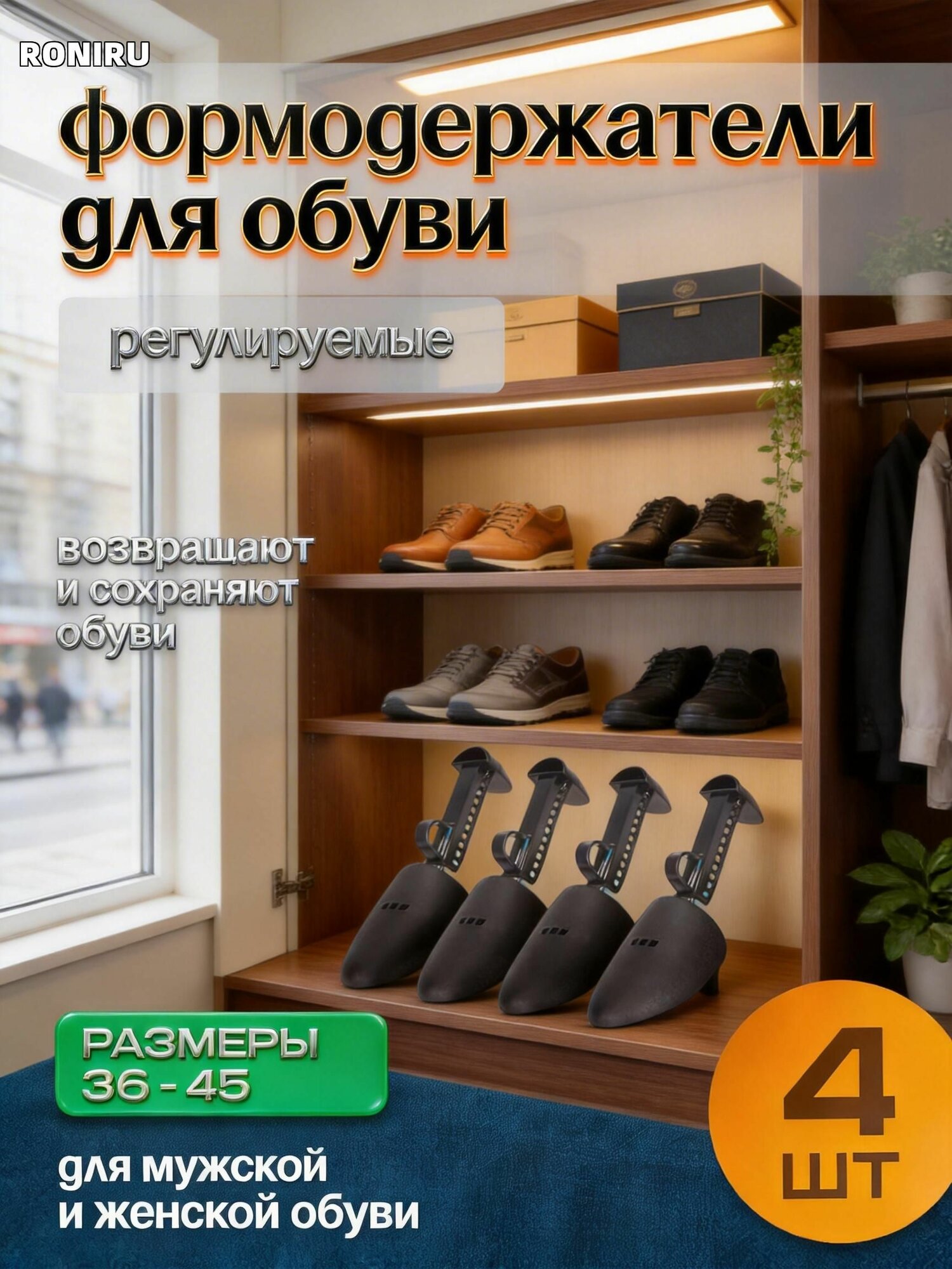 Колодки для обуви, универсальные пластиковые формодержатели для хранения и ухода 36-45 защитят от деформации и складок, компактные и легкие для путешествий