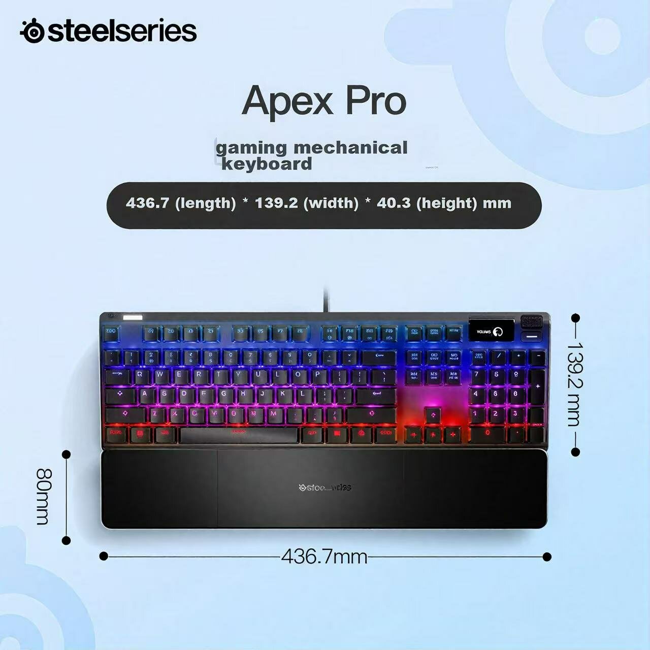 Механическая игровая клавиатура SteelSeries Apex Pro, проводная, магнитные переключатели, подсветка RGB