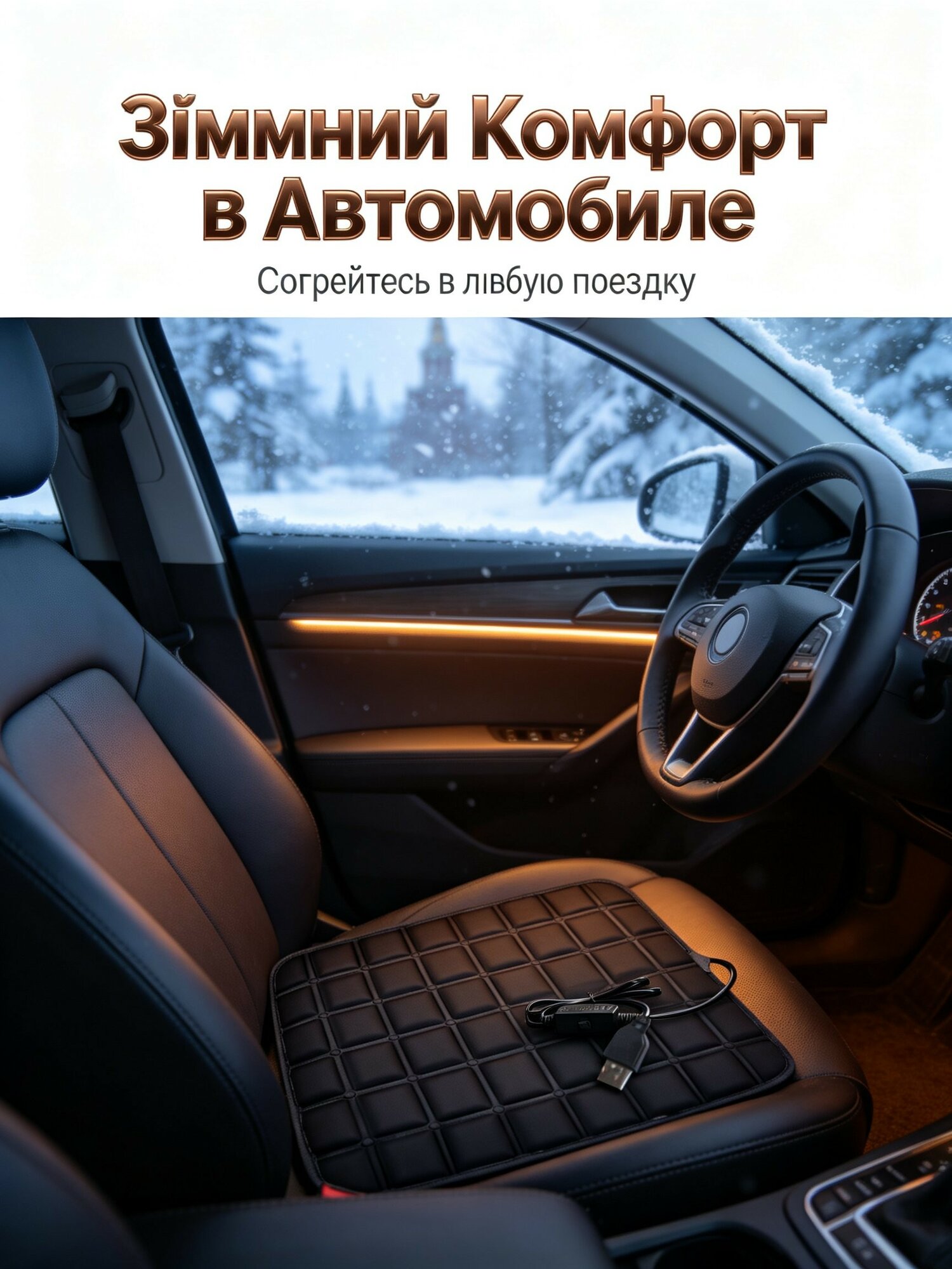 Подогрев сиденья автомобиля USB, подушка с эффектом памяти и противоскользящей основой для зимнего комфорта