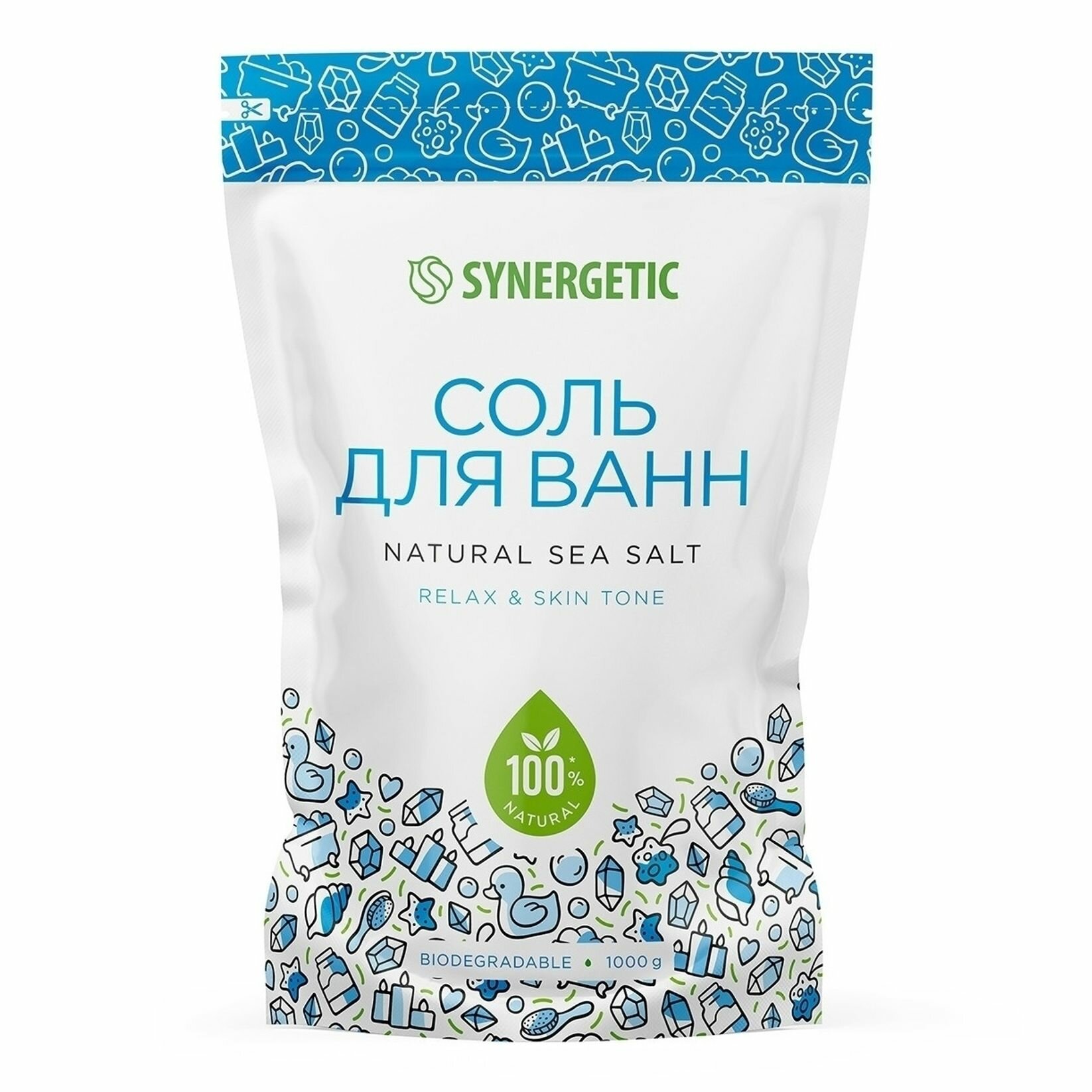 Соль для ванны Synergetic Relax & Skin tone 1 кг
