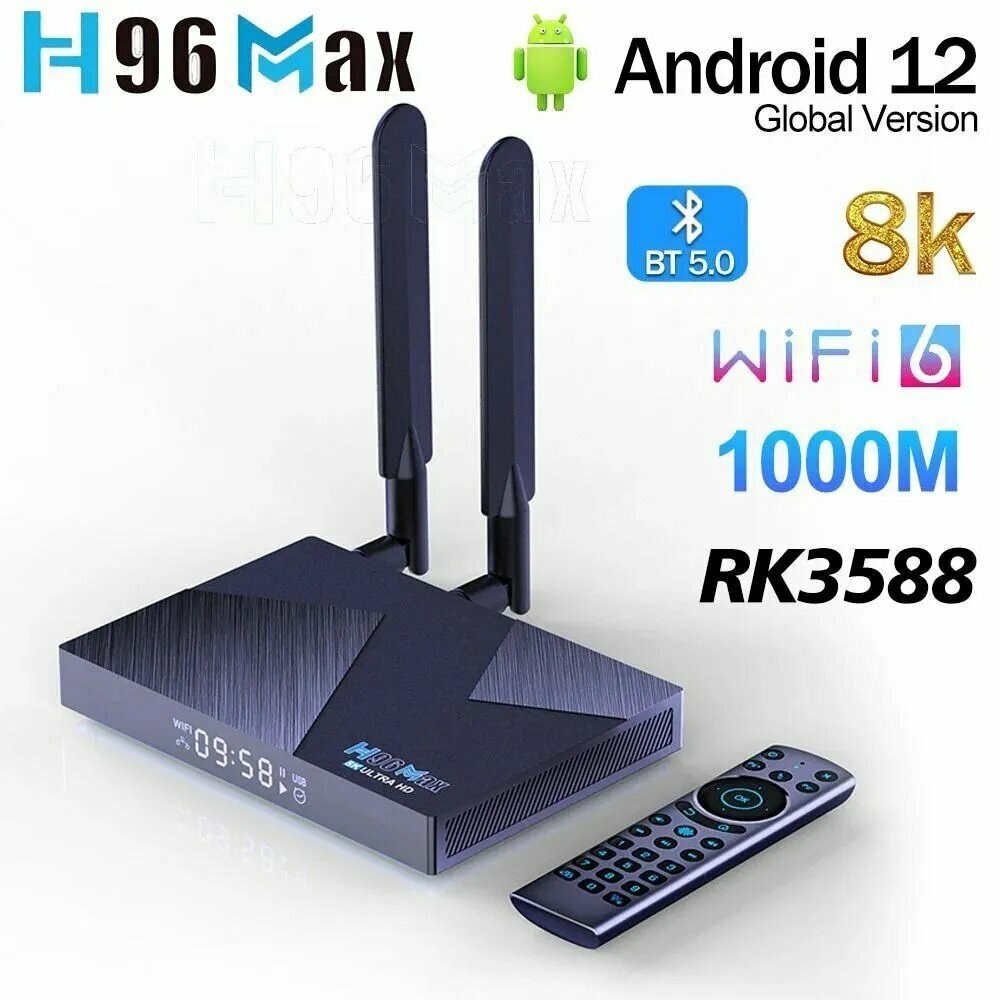 ТВ-приставка Rockchip 3588 H96 MAX V58 8/64 ГБ Android 12 1000M WIFI6 8K Медиаплеер телеприставка. Игровая приставка