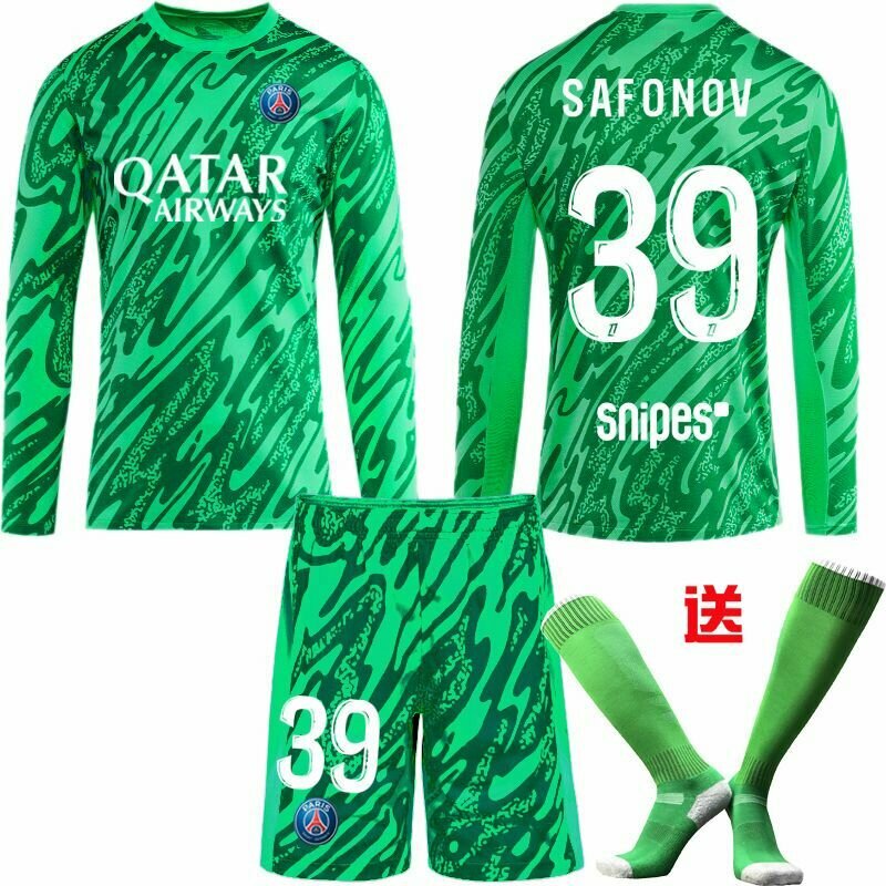 Форма футбольная Football Jersey 24/25 Футбольный костюм вратаря "Пари Сен-Жермен" № 39 Сафонова вратарская форма ПСЖ 39 номер