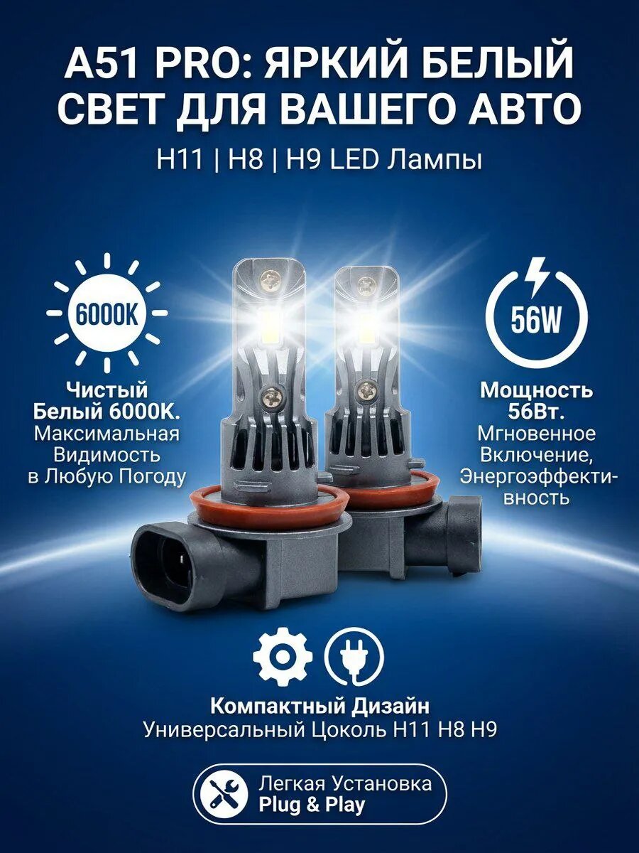 Светодиодные лед лампы H11 H9 H8 H16