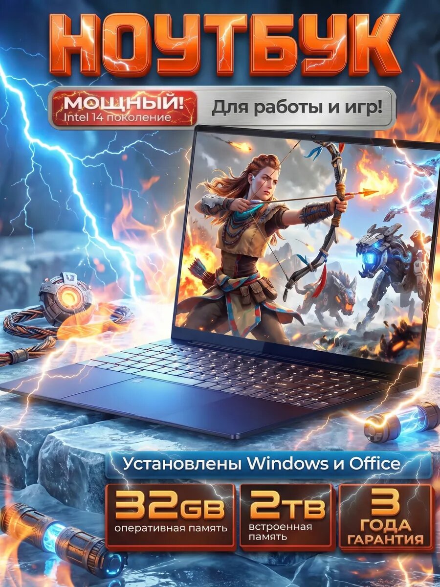 Ноутбук Intel Core i7-14700HX, 32GB RAM, 2048GB SSD, 2026 + Windows, Office