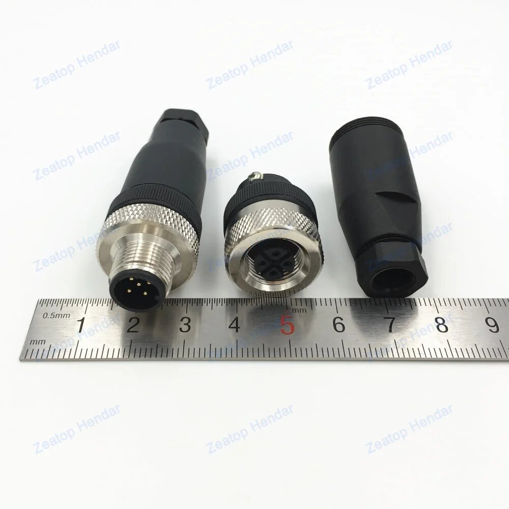Разъем Zeatop Hendar M12 A-типа, 5Pin, Male, Straight PG9
