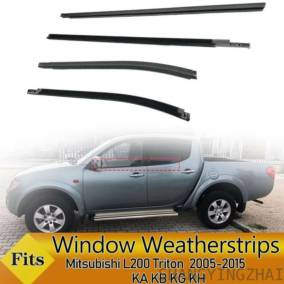 Резиновый уплотнитель для автомобильных стекол Mitsubishi L200 Triton 2005-2015 KA KB, комплект 4 шт. для замены
