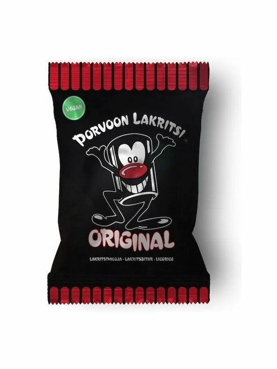 Конфеты лакричные веганские Porvoon Lakritsi Original (Финляндия) 250 гр.