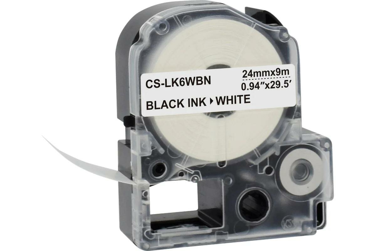 Картридж ленточный CACTUS LK-6WBN черный на белом 24х9, для Epson LW700 LW600P LW1000P Z700 Z900 (CS-LK6WBN)