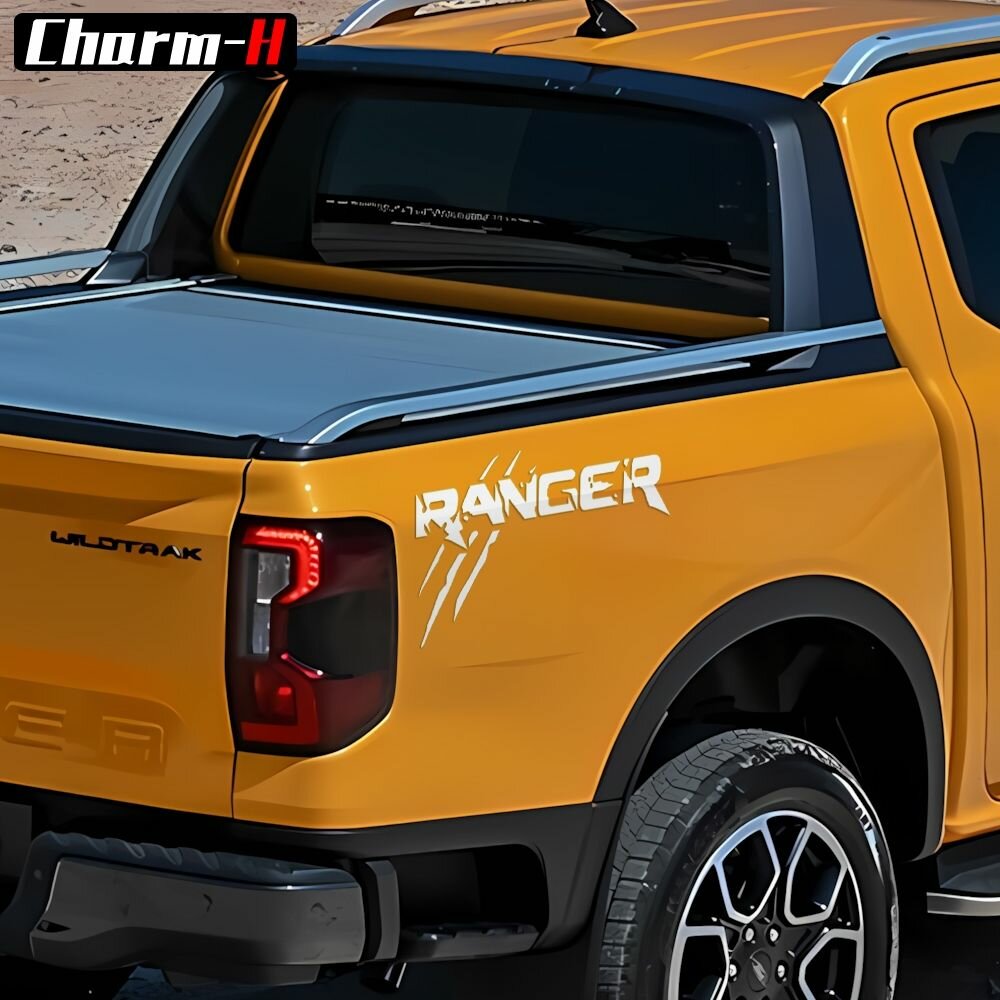 Наклейки Ford Ranger — боковые и на бамперы, комплект для обеих сторон 65 x 24 см, винил KK, устойчивые к мойке