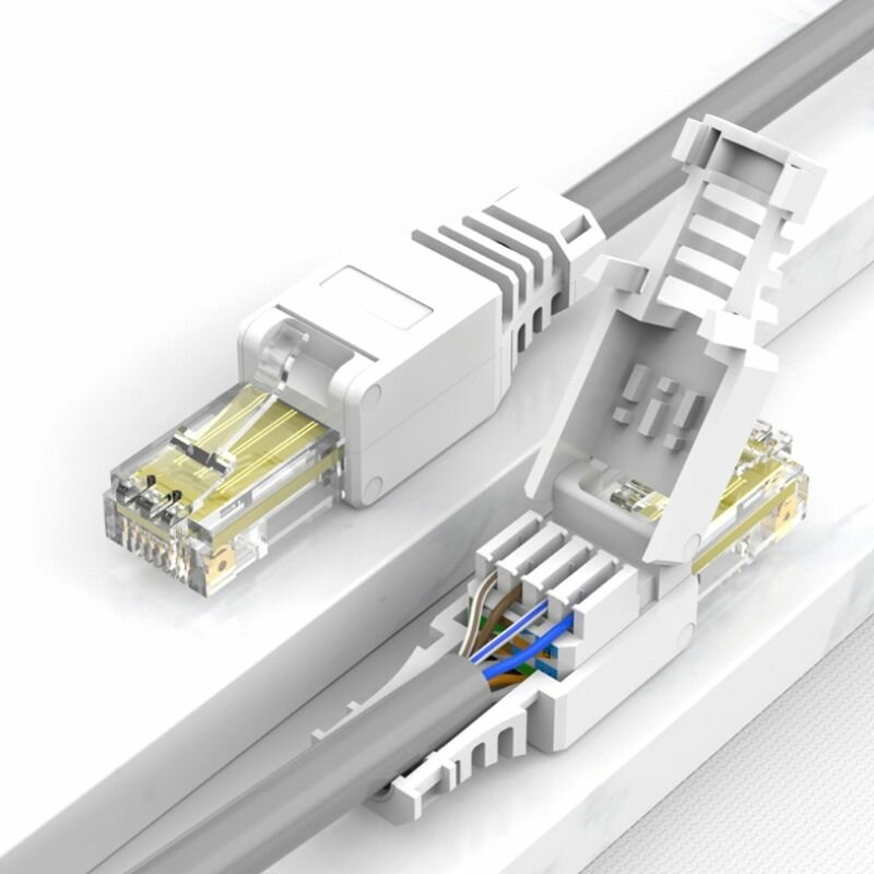 Белый разъем RJ45 без инструментов, без обжимных разъемов Cat6