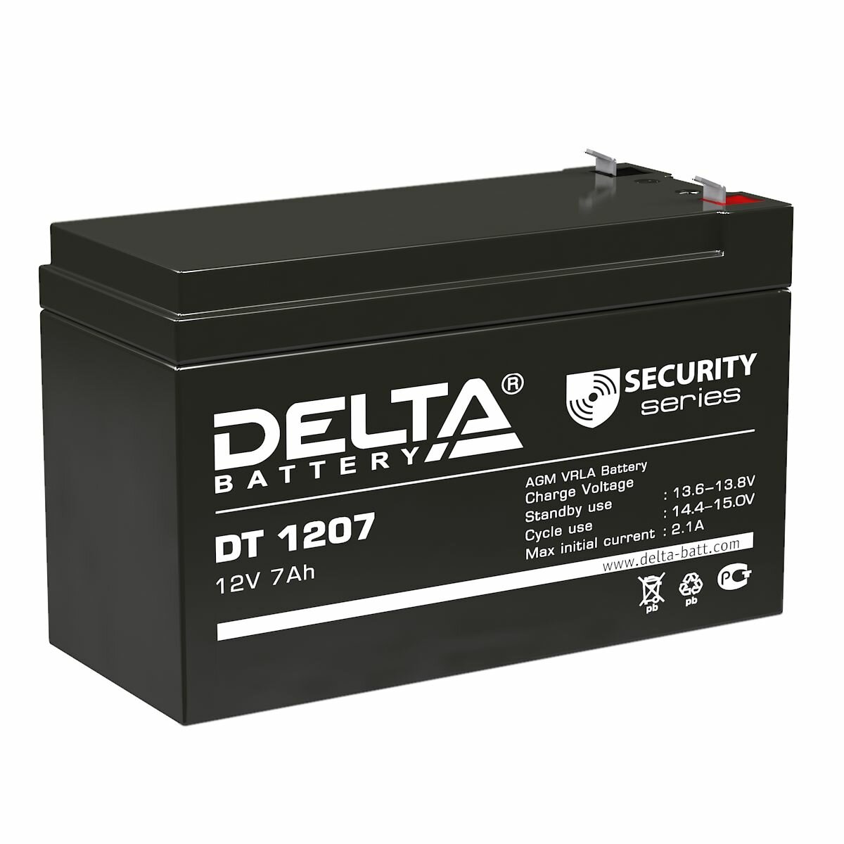 Аккумуляторная батарея Delta DT 1207, напряжение12В, емкость 7Ач, клемма F1; Кол-во элементов 6