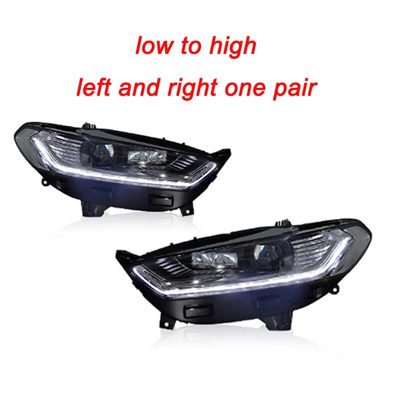 LED-фары для горячей машины для Ford Fusion Mondeo 13-16 с низким и высоким пучком, дневными ходовыми огнями DRL, фары передние, комплект