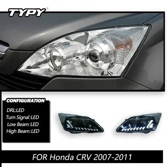Фара для Honda CRV 2007-2011. Обновление и модификация на новую светодиодную фару с дневным ходовым светом и динамическим поворотным сигналом
