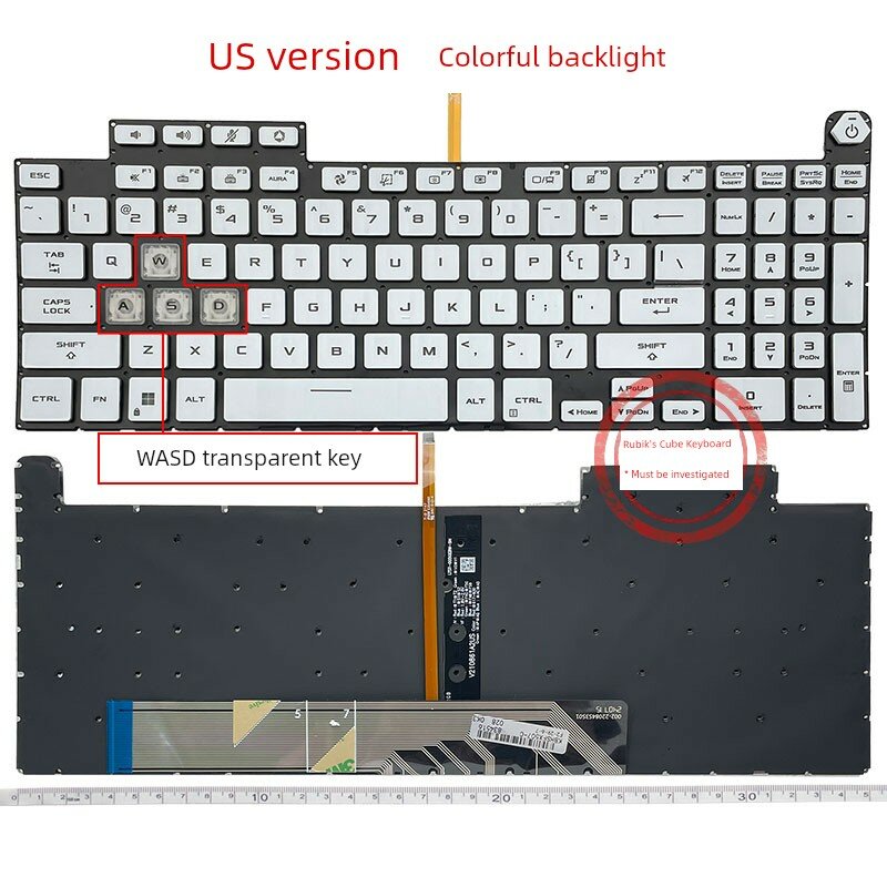 RGB-подсветка белая клавиатура для ASUS TUF Gaming FX507, совместима с моделями FX507 FX507Z FX507ZC FX507ZE FX507ZM