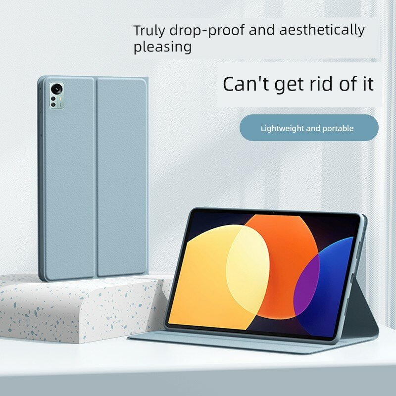 Книжный чехол для планшета Mi Pad 6 Max с закаленным стеклом - Дымчато-синий