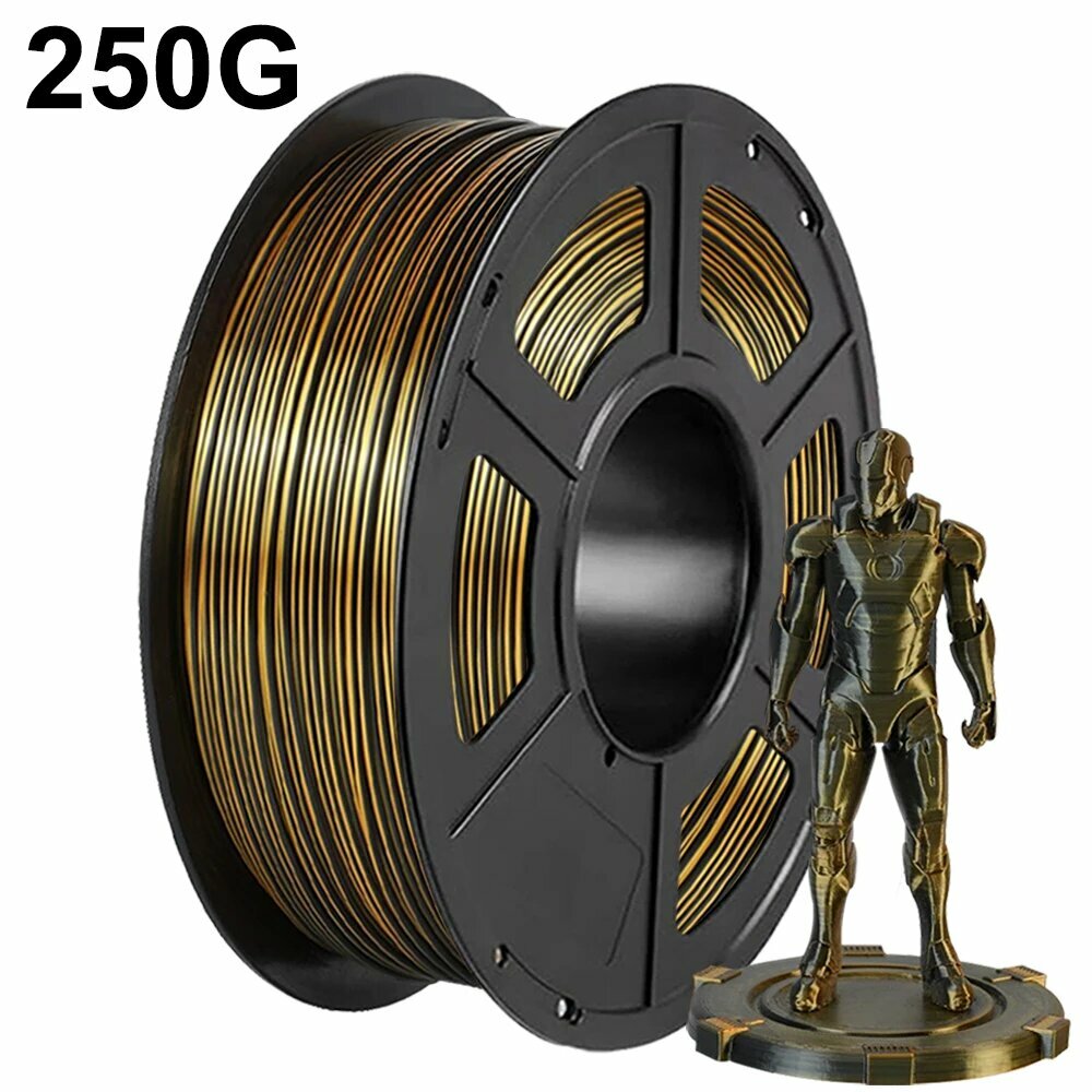 Двухцветный PLA филамент Gold Black 1.75 мм, 250 г