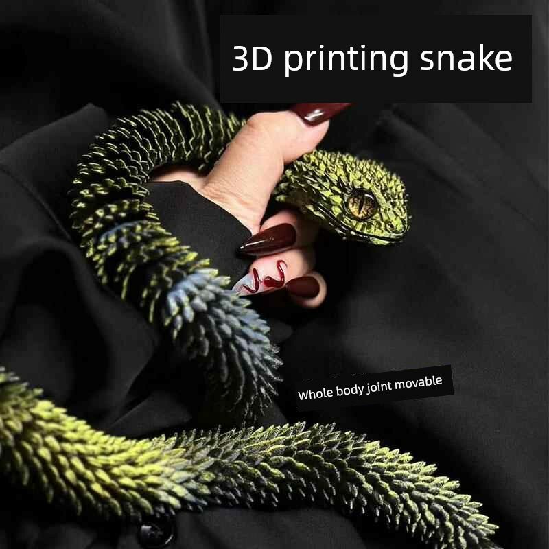 60 см подвижная гадюка с реалистичными глазами и золотым цветом 3D-печать фигура