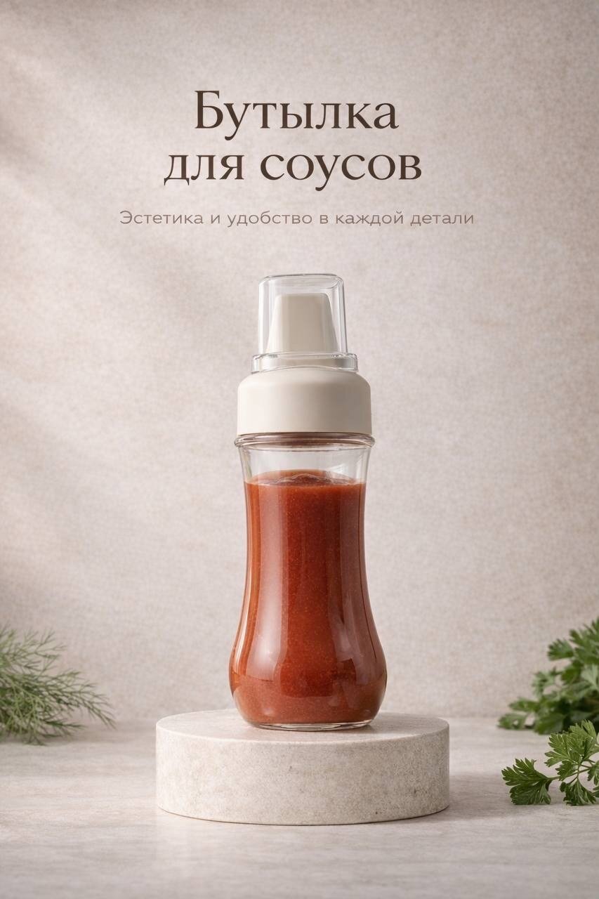 Бутылка для соуса с дозатором, 350 мл, соусник пластиковый, емкость для соуса