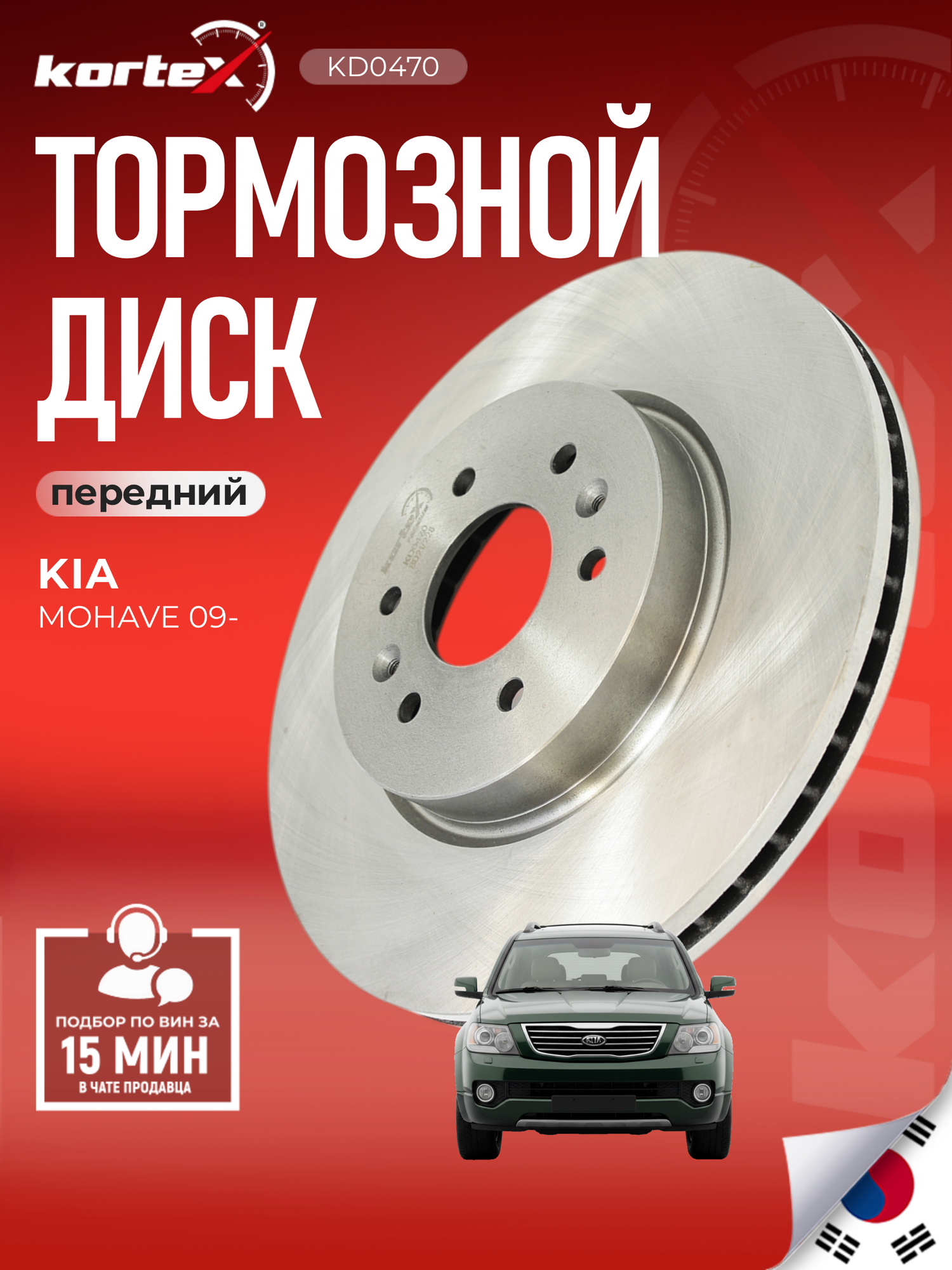 Тормозной диск передний вентилируемый КИА Боррего RB2057, R2057, MG060470