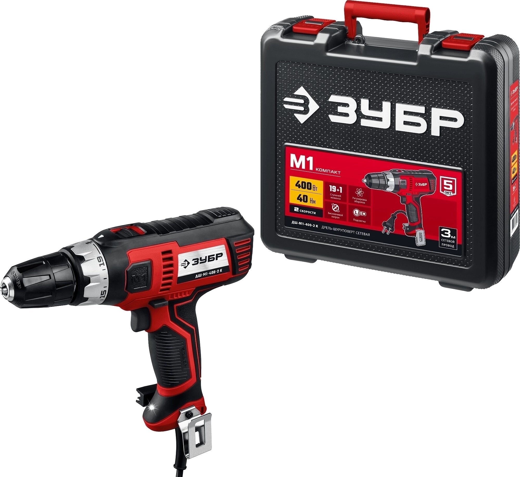 Сетевая дрель-шуруповерт ЗУБР ДШ-М1-400-2 К