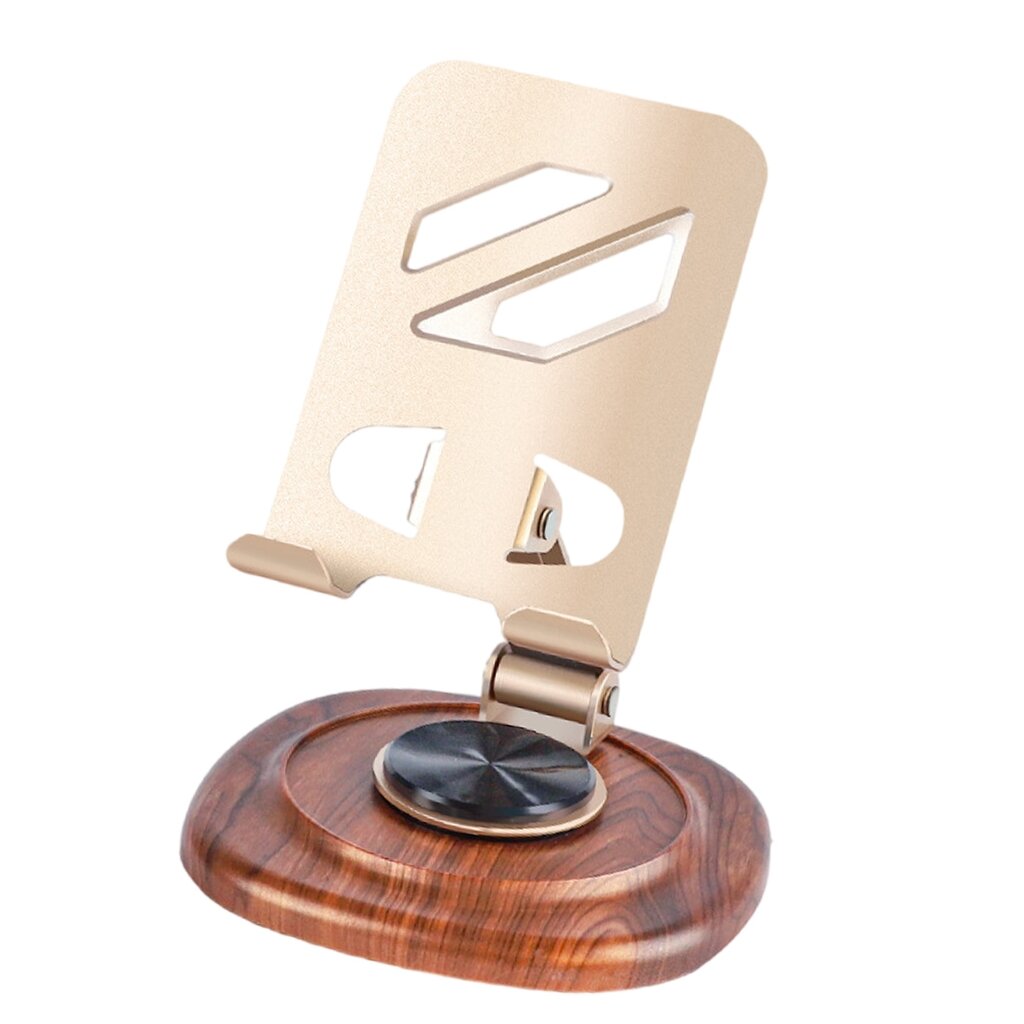 Foldable Phone Stand With Charging Port Adjustable Height Walnuts Base For Tabletop