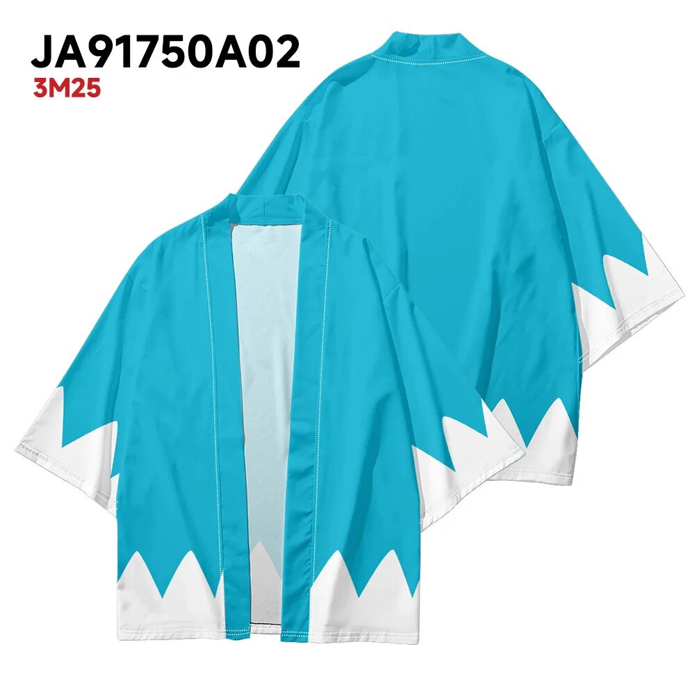 Кимоно мужское летнее сине-белое JA91750A02-3M25, 4XL