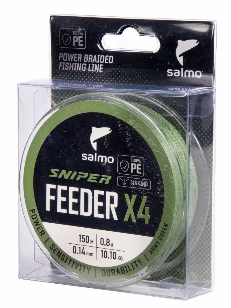Шнур плетёный Salmo Sniper х4 FEEDER BRAID Army Green 150/014