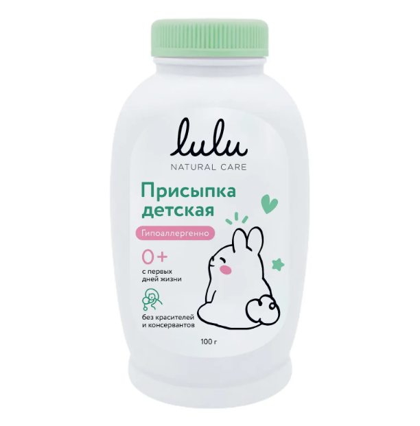 Детская присыпка LULU, тальк и окись цинка, гипоаллергенная, 0+