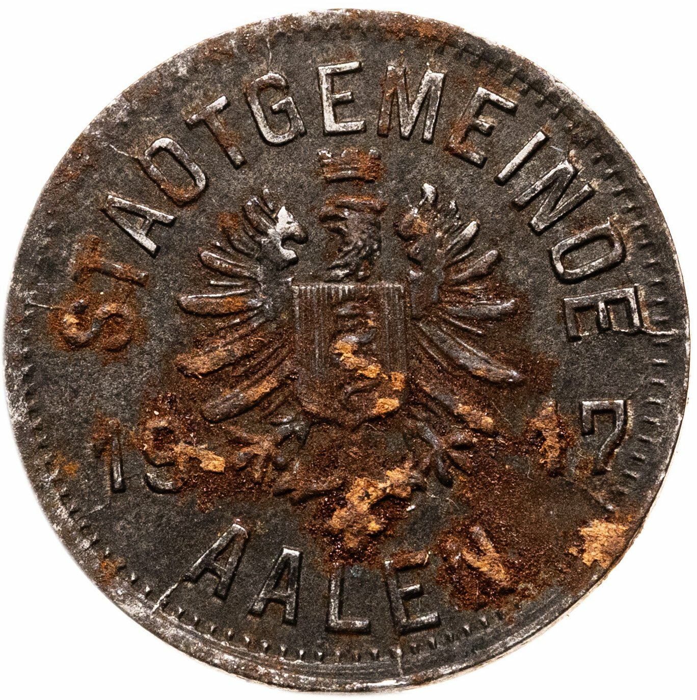 Германия, Аален 5 пфеннигов 1917, Железо, в сохранности VF