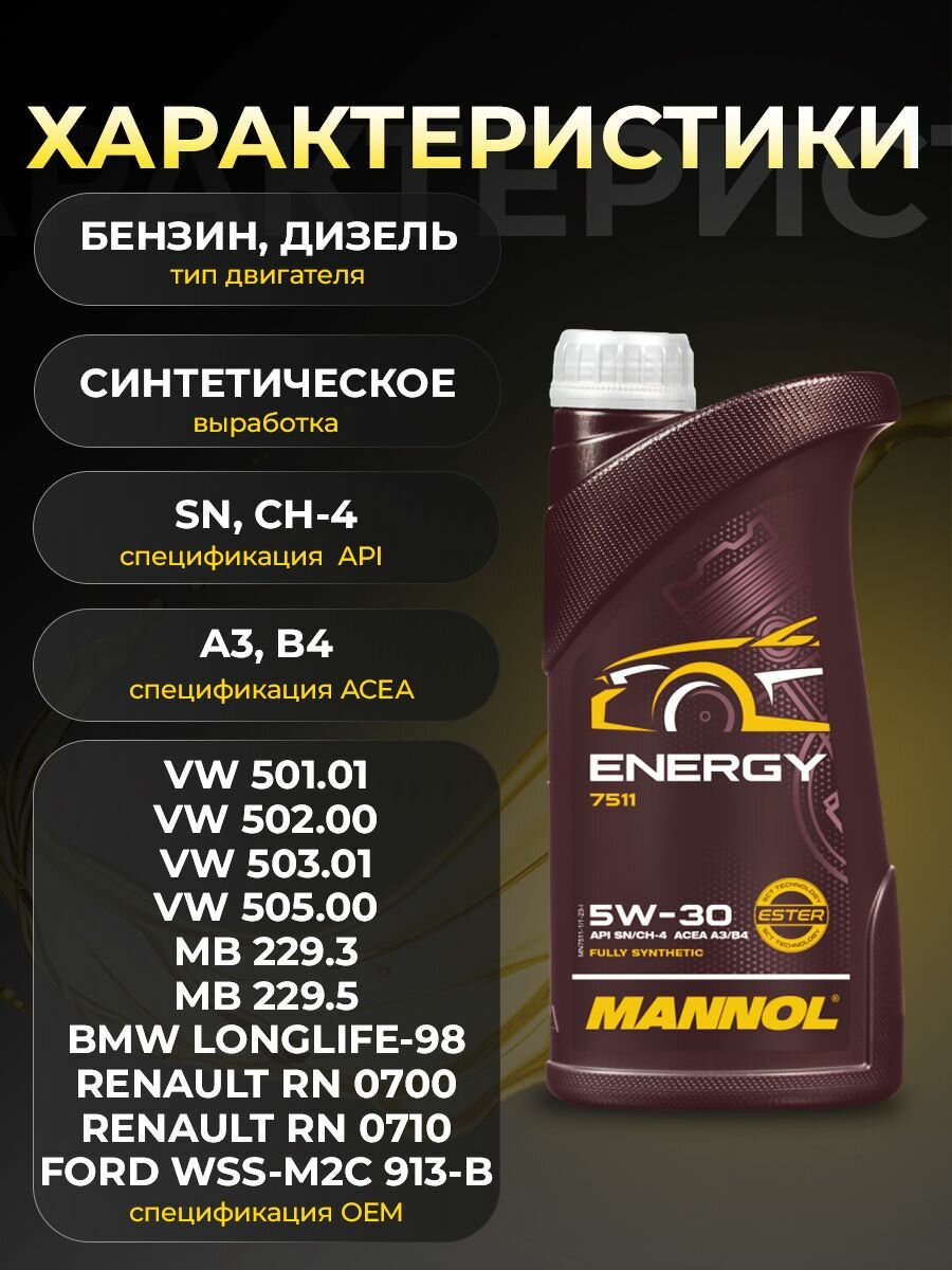 Масло моторное MANNOL ENERGY 5W30 синтетика 1 л MN7511-1