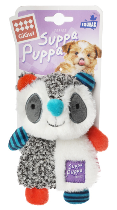 Игрушка для собак GiGwi / ГиГви SUPPA PUPPA Енот шуршащий с пищалкой, мягкая, размер 17см / зоотовары для животных