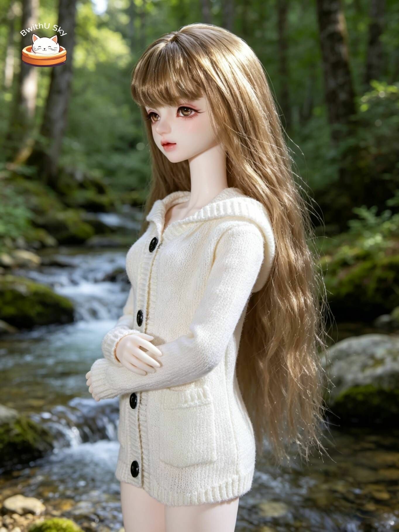 BwithUSky Libra 1/4 BJD Кукла: Милый повседневный наряд с кардиганом, нежный образ в стиле кавай