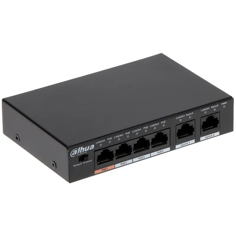 Коммутатор Dahua DH-PFS3006-4GT-60, PoE, неуправляемый, 1000Мбит/с