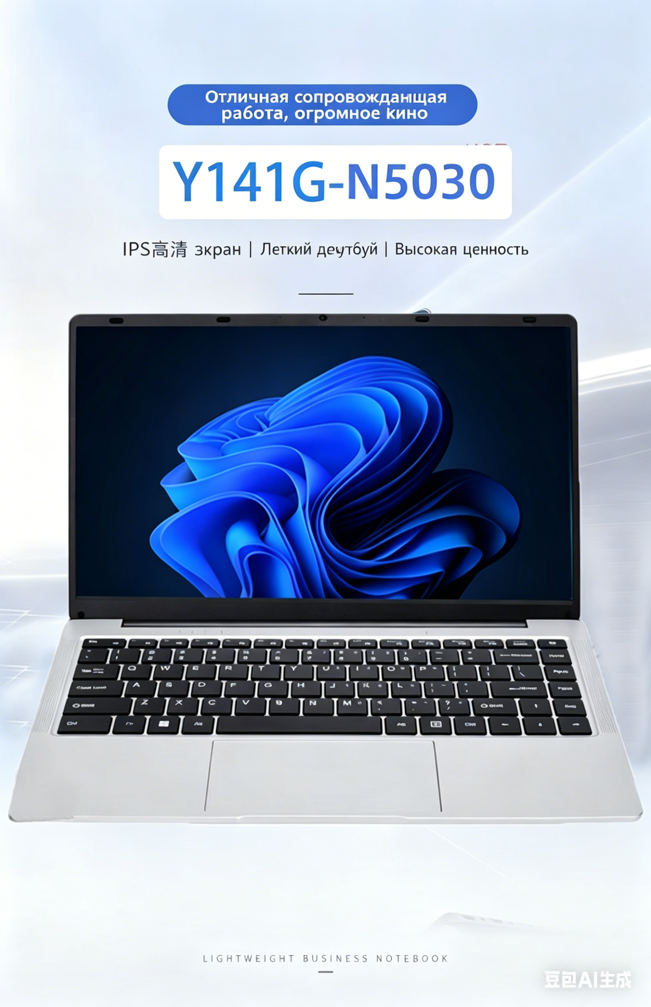 Компактный ноутбук Y141G-N5030, 14 дюймов, высококачественный IPS экран 1080p, 8 ГБ оперативной памяти, без накопителя