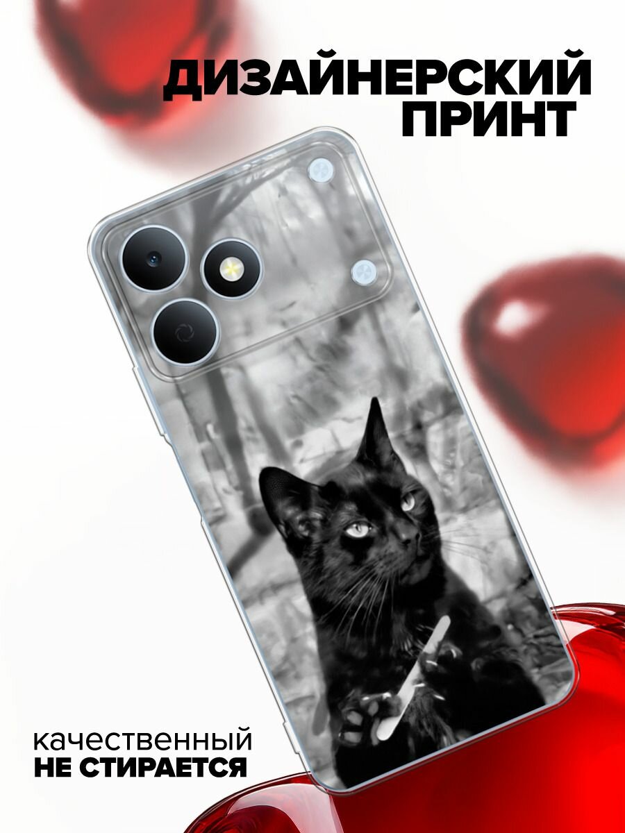 Чехол на Realme Note 80 / Реалми Нот 80 с принтом Котик с пилкой — фото 1